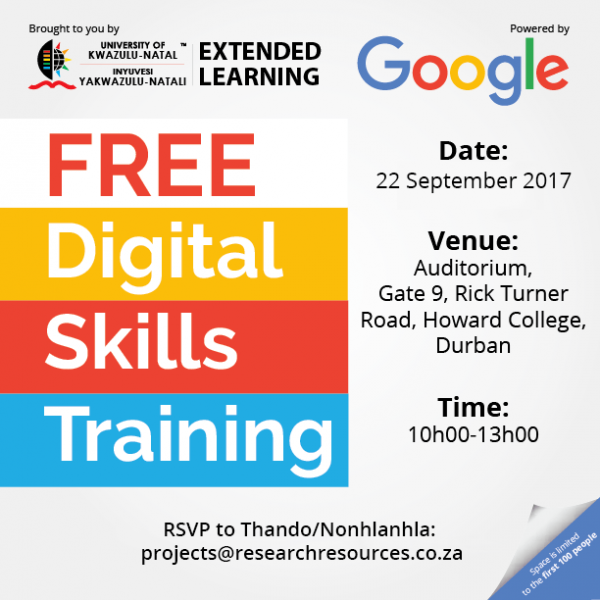 Free Google Workshop – Digital Skills Training – hosted by UEL - UKZN ...